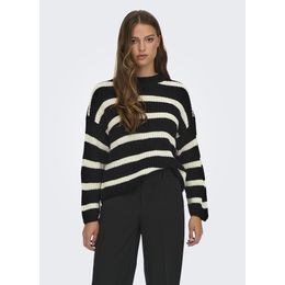 Jacqueline de Yong Strickpullover JDY "JDYJUSTY L/S STRIPE PULLOVER KNT NOOS", Damen, Gr. S, schwarz (schwarz stripes:eggnog), Strick, Obermaterial: 100% Polyacryl, gestreift, normal, Rundhals, Rippstrickb&uuml;ndchen, Pullover Strickpullover