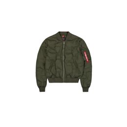 Winterjacke Alpha Industries "MA-1 Emb. Logo Puffer", Damen, Gr. L, gr&uuml;n (schwarz olive), Obermaterial: 100% Polyester; Futter: 100% Polyester; F&uuml;llung: 100% Polyester, Jacken Winterjacke