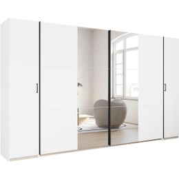 Schwebet&uuml;renschrank Rauch "Kleiderschrank Dreht&uuml;renschrank Schrank Garderobe KRONACH TOPSELLER", alpinwei&szlig;, griffleisten grau, mit 2 spiegel, B:354cm H:210cm T:59cm, Holzwerkstoff, Schr&auml;nke, Schwebet&uuml;renschrank, Kombischrank optional mit 1 oder 2 Spiegel viele B&ouml;den MADE IN GERMANY