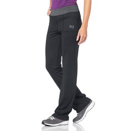 H.I.S. Leggings H.I.S "aus recyceltem Material", Damen, Gr. 36, N-Gr, schwarz n, gr (hose aus best&auml;ndigem material), Obermaterial: 88% Polyester, 12% Elasthan, bootcut fit lang, Hosen Leggings, Bund mit Wickeloptik, Topseller
