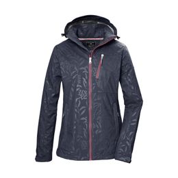 Softshelljacke Killtec "KOS 122 WMN SFTSHLL JCKT FLORAL", Damen, Gr. 42, blau (nachtblau), Oberseite: 100% Polyester;R&uuml;ckseite: 100% Polyester;Futter: 100% Polyester, Jacken Softshelljacke, Softshelljacke: Wind- und wasserdicht, atmungsaktiv, Kapuze abzippbar