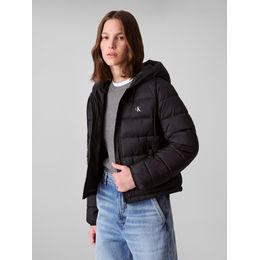 Steppjacke Calvin Klein Jeans "LIGHTWEIGHT LOGO PUFFER", Damen, Gr. XXS (34), schwarz, Web, Obermaterial: 100% Polyamid, unifarben, regular fit normal, Rundhals, eingesetzt eingefasste Kante, Jacken Steppjacke, Mit Logo an der Kaputze
