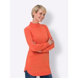 Longpullover Classic Basics "Longpullover", Damen, Gr. 38, orange, 100% Polyacryl, unifarben, Pullover Longpullover