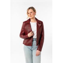 Lederjacke Mauritius "MWPasja", Damen, Gr. L, rot (weinrot), Obermaterial: 100% Schafsleder. Futter: 100% Baumwolle. &Auml;rmelfutter: 100% Polyester, unifarben, regular fit normal, mit Rei&szlig;verschluss, Jacken Lederjacke, mit Reverskragen