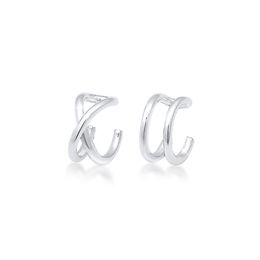 Paar Ohrklemmen Elli "Ohrringe Ohrklemme Earcuff Set Geo Basic 925 Silber" Gr. 7, silber, Ohrringe, Damen, Silber 925 (Sterlingsilber), Paar Ohrklemmen
