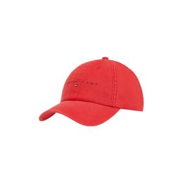 Baseball Cap Tommy Jeans "TJM LINEAR WASHED CAP", Herren, rot (rot hot), Web, Baumwolle, unifarben, Caps Baseball Cap, Logostickerei, Tommy Jeans Schriftzug, Flexibel gr&ouml;&szlig;enverstellbar