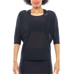 Oversize-Shirt WINSHAPE "DT107", Damen, Gr. XL, schwarz (schwarz, mesh), 80% Polyester, 20% Elasthan, U-Boot-Ausschnitt, Shirts Oversize-Shirt, Mesh