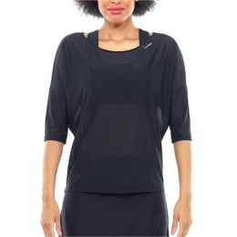Oversize-Shirt WINSHAPE "DT107", Damen, Gr. XS, schwarz (schwarz, mesh), 80% Polyester, 20% Elasthan, U-Boot-Ausschnitt, Shirts Oversize-Shirt, Mesh