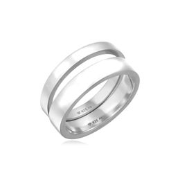 Silberring Kuzzoi "Ring Herren 925 Sterling Silber Basic 2er-Set" Gr. 60, silber, Fingerringe, Herren, 60, Silber 925 (Sterlingsilber), Silberring