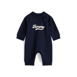 Langarmbody Tommy Hilfiger "TOMMY APPLIQUE COVERALL L/S", Jungen, Gr. 62, N-Gr, schwarz night navy, Jersey, Obermaterial: 95% Baumwolle, 5% Elasthan, unifarben, regular fit normal, Rundhals, eingesetzt gerader Abschluss, Bodys Langarmbody, f&uuml;r Babys