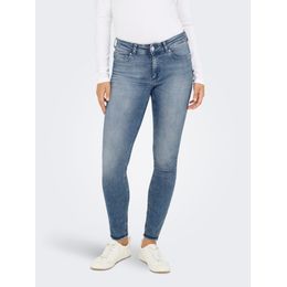 Skinny-fit-Jeans Only "ONLBLUSH MID SK ANK RW DNM REA158", Damen, Gr. M (38), L&auml;nge 32, blau (special blau grau denim), Denim/Jeans, Obermaterial: 92% Baumwolle, 6% Elastomultiester, 2% Elasthan, unifarben, skinny fit, Jeans Skinny-fit-Jeans
