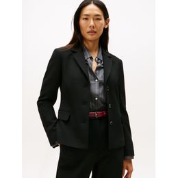 Kurzblazer Tommy Hilfiger "PUNTO TONAL CREST SLIM BLAZER", Damen, Gr. 38, schwarz, Web, Obermaterial: 68% Polyester, 28% Viskose, 4% Elasthan, unifarben, slim fit, V-Ausschnitt, Blazer Kurzblazer