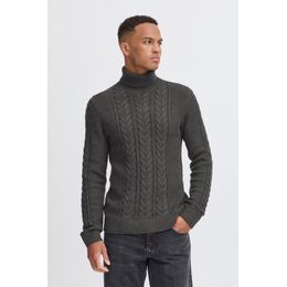 Stehkragenpullover Blend "BHBASIM Roll", Herren, Gr. L, grau (charcoal mix), Strick, Obermaterial: 50% Baumwolle, 47% Polyacryl, 3% Nylon, unifarben, regular fit normal, Rippb&uuml;ndchen, Pullover Stehkragenpullover