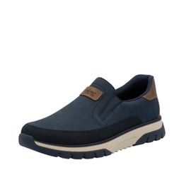 Slip-On Sneaker Rieker, Herren, Gr. 41, braun (dunkelblau, braun), Nubuklederimitat, unifarben mit Farbeinsatz, Schuhe Slip-On Sneaker, Slipper, Schlupfschuh, Halbschuh mit weicher MemoSoft-Innensohle