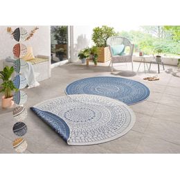 Teppich Hanse Home "Porto Wendeteppich", blau, H:5mm &Oslash;:100cm, Kunstfaser, Teppiche, Teppich, In-& Outdoor, Wetterfest, Balkon, Garten, Wohnzimmer, Wasserfest