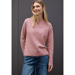 Rundhalspullover Street One, Damen, Gr. 38, powder pink meliert, Strick, Obermaterial: 33% Polyester, 31% Polyacryl, 24% Baumwolle, 12% Polyamid, meliert, regular fit normal, Rundhals, Rippb&uuml;ndchen, Pullover Rundhalspullover, mit Rippb&uuml;ndchen