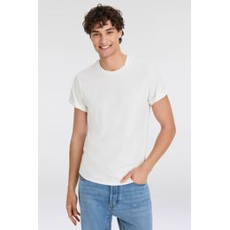 T-Shirt Replay, Herren, Gr. S, wei&szlig; (natural wei&szlig;), Jersey, Obermaterial: 100% Baumwolle, unifarben, regular fit h&uuml;ftbedeckend, Rundhals, mit Umschlag, Shirts T-Shirt