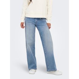 Low-rise-Jeans Only "ONLJUDY-O LW WIDE LEG DNM TAI433 NOOS", Damen, Gr. S (36), N-Gr, blau (light blau denim detail:rg), Denim/Jeans, Obermaterial: 99% Baumwolle, 1% Elasthan, unifarben, gerade, Jeans Low-rise-Jeans, Topseller