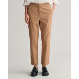 Stoffhose Gant "SLIM SLACK", Damen, Gr. 34, N-Gr, gr&uuml;n (warm khaki), Web, Obermaterial: 59% Baumwolle, 38% Polyamid, 3% Elasthan, slim fit normal, Hosen Stoffhose, mit B&uuml;gelfalten an Vorder- und R&uuml;ckseite