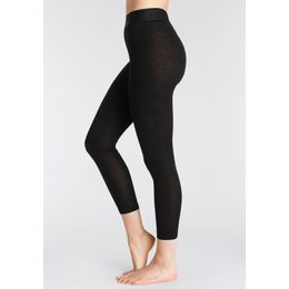 active by Lascana Leggings LASCANA ACTIVE, Damen, Gr. 44/46, N-Gr, schwarz, Single Jersey, Obermaterial: 78% Viskose, 17% Wolle, 5% Elasthan, unifarben, Basic, schmal kn&ouml;chellang, Hosen Leggings, in angenehmer Wollqualit&auml;t