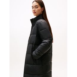 Steppmantel Tommy Jeans "TJW MAXI PCKBL HOOD ESS PUFFER", Damen, Gr. M (38), schwarz, Web, Obermaterial: 100% Nylon, unifarben, lang, elastischer Bund, M&auml;ntel Steppmantel