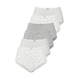 Taillenslip Petite Fleur, Damen, Gr. 40/42, grau (grau, creme), Single Jersey, Obermaterial: 95% Baumwolle, 5% Elasthan, gemustert, unifarben, k&ouml;rpernah, Unterhosen Taillenslip, aus elastischer Baumwolle