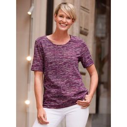 Rundhalsshirt Classic Basics "Shirt", Damen, Gr. 44, malve, traube, bedruckt, 100% Baumwolle, gemustert, mehrfarbig, Rundhals, Shirts Rundhalsshirt