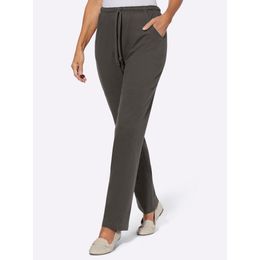 Jerseyhose Classic Basics, Damen, Gr. 50, Normalgr&ouml;&szlig;en, grau (graphit), 100% Baumwolle, unifarben, lang, Hosen Jerseyhose