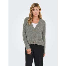 Strickjacke Only "ONLZOEY L/S REGULAR CARDIGAN NCA KNT", Damen, Gr. M, kalamata detail:melange, Strick, Obermaterial: 71% Polyacryl, 21% Polyester, 6% Nylon, 2% Elasthan, meliert, regular fit normal, V-Ausschnitt, Rippstrickb&uuml;ndchen, Strickjacken Strickjacke