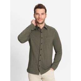 Langarmhemd Marco Donati, Herren, Gr. 43/44, Normalgr&ouml;&szlig;en, gr&uuml;n (khaki, meliert), 49% Baumwolle, 46% Polyester, 5% Elasthan, meliert, k&ouml;rpernah, Hemden Langarmhemd
