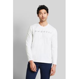 Longsweatshirt Bugatti, Herren, Gr. XXL, wei&szlig;, Interlock, 100% Baumwolle, unifarben, normal, Rundhals, Sweatshirts Longsweatshirt, mit Bugatti-Druck