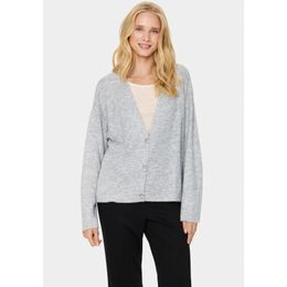 Strickjacke Saint Tropez "HayaSZ Cardigan", Damen, Gr. S (36), grau (pearl grau mel), Strick, Obermaterial: 57% Polyamid, 40% Polyester, 3% Elasthan, meliert, Strickjacken Strickjacke, aus Glitzergarn