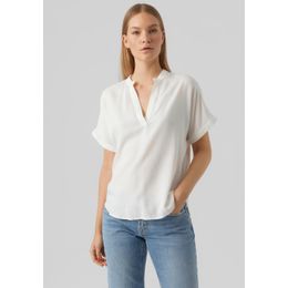 V&eacute;ro Moda Shirtbluse VERO MODA "VMBEAUTY SS TOP GA NOOS", Damen, Gr. XL, wei&szlig; (snow wei&szlig;), Web, Obermaterial: 100% Viskose, unifarben, normal, V-Ausschnitt, Blusen Shirtbluse, Viskose, regular fit
