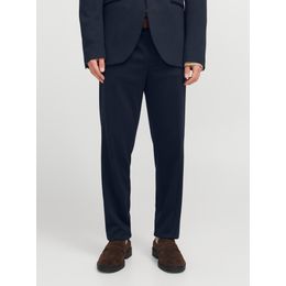 Jack & Jones Anzughose JACK & JONES "JPRJAXON Businesshose mit mittlerer Bundh&ouml;he", Herren, Gr. 50, N-Gr, schwarz navy fit:slim fit, Web, Obermaterial: 74% Polyester, 22% Viskose, 4% Elasthan, unifarben, slim fit normal, Hosen Anzughose, unifarben, modisch, slim fit, Materialmix