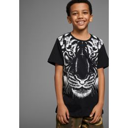 T-Shirt Kidsworld "Mit gro&szlig;em Druck: WHITE TIGER", Jungen, Gr. 140/146, schwarz, Jersey, Obermaterial: 100% Baumwolle, bedruckt, Basic, Rundhals, Shirts T-Shirt, Kurzarm, Basic-Passform, bedruckt, Rundhalsausschnitt, Topseller