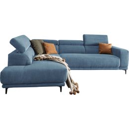 Ecksofa Alina "Hikari", blau (azurblau gct 46), B:276cm H:102cm T:210cm, Cord GCT (92% Polyester, 8% Nylon), Sofas, Ecksofa, wahlweise mit Sitzvorzug, in modernem Cordstoff, Breite 276 cm