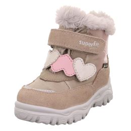 Winterboots Superfit "HUSKY WMS: Weit", M&auml;dchen, Gr. 27, beige (hellbeige, rosa), Polyester, Veloursleder, Schuhe Winterboots, Klettstiefel mit wasserdichtem GORE TEX, Gr&ouml;&szlig;enschablone zum Download