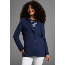 Sweatblazer Kangaroos, Damen, Gr. 36, blau (marine), Sweatware, Obermaterial: 65% Polyester, 35% Baumwolle. Kapuzenfutter: 100% Baumwolle, unifarben, figurumspielend, Blazer Sweatblazer, mit abkn&ouml;pfbarer Kapuze