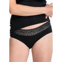 H&uuml;ftslip Speidel "Natalie", Damen, Gr. 42, schwarz, Feinripp, Obermaterial: 100% Baumwolle. Spitze: 84% Polyamid, 16% Elasthan, gemustert, unifarben, Unterhosen H&uuml;ftslip, bequem, dekorativ, weich, elastisch, mit Spitze, Baumwolle