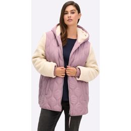 Steppjacke sheego, Damen, Gr. 52, mauve, 100% Polyester, Kapuzenfutter:100% Polyester, Wattierung:100% Polyester, &Auml;rmel:100% Polyester, gemustert, mehrfarbig, Jacken Steppjacke