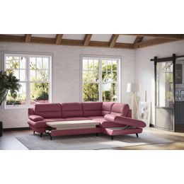 Ecksofa COTTA "Pike L-Form, B: 266 cm", rot, B:266cm H:90cm T:217cm, GEDECKTES RINDSLEDER, Sofas, Ecksofa, optional Bettfunktion & Bettkasten