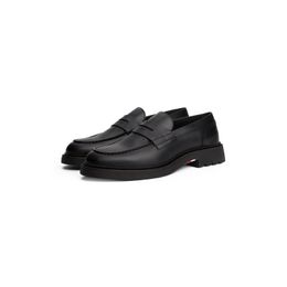 Slipper Tommy Hilfiger "HILFIGER COMFORT LWT LTH LOAFER", Herren, Gr. 40, schwarz, Nappaleder, Schuhe Slipper, Abendschuh, Loafer, Businessschuh mit abgesteppter Naht
