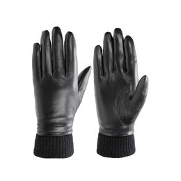 Lederhandschuhe Pearlwood "ARMA", Damen, Gr. 7, schwarz, Schafsleder, Handschuhe Lederhandschuhe, mit Wollanteil, weiches Innenfutter aus Fleece
