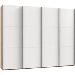 Schwebet&uuml;renschrank wimex "Level by fresh to go", wei&szlig; (plankeneichefarben, wei&szlig;), B:300cm H:216cm T:65cm, Schr&auml;nke, Schwebet&uuml;renschrank, mit Synchron&ouml;ffnung