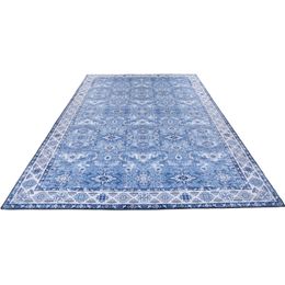 Teppich Gino Falcone "Cecilia 070" Gr. 31, blau, B:70cm H:3mm L:140cm, Kunstfaser, Teppiche, Teppich, Flachgewebe, bedruckt, Orient-Optik