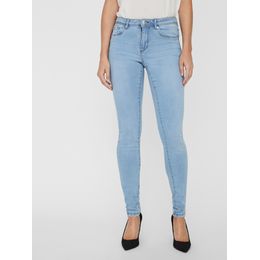 V&eacute;ro Moda Skinny-fit-Jeans VERO MODA "VMTANYA MR S PIPING JEANS VI352 GA NOOS", Damen, Gr. XS (34), L&auml;nge 34, blau (light blau denim), Denim/Jeans, Obermaterial: 69% Baumwolle, 25% Polyester, 3% Elasthan, 3% Viskose, skinny fit, Jeans Skinny-fit-Jeans