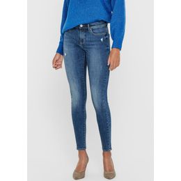 Skinny-fit-Jeans Only "ONLWAUW &ndash; Skinny-Jeans mit Destroyed-Effekt und Stretch", Damen, Gr. S (36), L&auml;nge 30, blau (medium, blau), Denim/Jeans, Obermaterial: 64% Baumwolle, 31% Polyester, 3% Viskose, 2% Elasthan, Abriebeffekte, skinny fit, Jeans Skinny-fit-Jeans, skinny fit, modisch, Denim, Baumwollmischung, Topseller