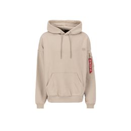 Hoodie Alpha Industries "Alpha Essentials RL Hoodie", Damen, Gr. L, beige (vintage sand), Obermaterial: 70% Baumwolle, 30% Polyester, normal, Sweatshirts Hoodie
