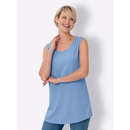 Longtop Classic Basics, Damen, Gr. 50, bunt (himmelblau, apricot), 100% Baumwolle, unifarben, Rundhals, Tops Longtop