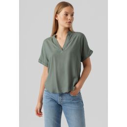 V&eacute;ro Moda Shirtbluse VERO MODA "VMBEAUTY SS TOP GA NOOS", Damen, Gr. S, gr&uuml;n (laurel wreath), Web, Obermaterial: 100% Viskose, unifarben, normal, V-Ausschnitt, Blusen Shirtbluse, Viskose, regular fit, Topseller